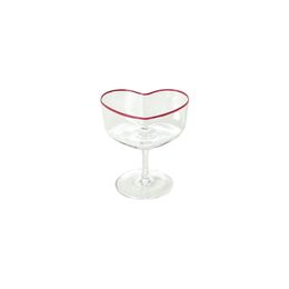 Rice Herz Champagner Coupe Glas mit rotem Rand 7,5 x 10,5 x 11 cm, 200 ml
