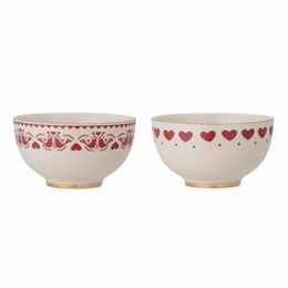 Bloomingville 2er Set Sch&uuml;ssel Jolly mit Muster &Oslash;14 x H7,5 cm, 2er Set