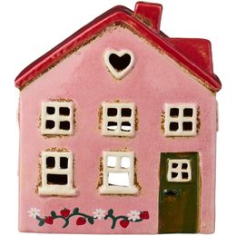 IB Laursen Keramik Teelichthaus mit Erdbeerranke Ebeltoft 14 x 8 x 16 cm, rosa skandinavische Deko Online Shop