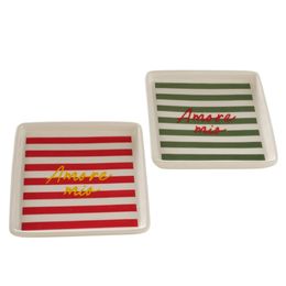 Boltze Teller Amore, 2er Set 12 x 12 x 2 cm, rot und gr&uuml;n skandinavische Deko Online Shop
