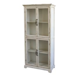 Chic Antique Wei&szlig;e Shabby Vitrine mit 4 T&uuml;ren 72 x33 x 156 cm skandinavische Deko Online Shop