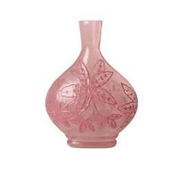 Rice Glas Vase mit gepr&auml;gtem Blumenmuster in Pink 22,5 x 11,5 x 30 cm skandinavische Deko Online Shop