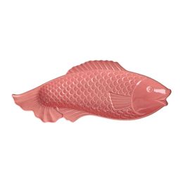 Rice Gro&szlig;e Fisch Keramik Servierplatte 53 x 19 x 5 cm, koralle