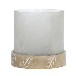 Chic Antique Windlicht mit Mangoholz H11/D12 cm