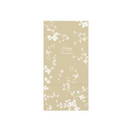 Chic Antique L&auml;ngliche Serviette mit Blumen Happy Easter L20/B10 cm, honig