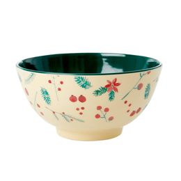 Rice Melamin Sch&uuml;ssel XMAS Print &Oslash;15 x H7cm, gr&uuml;n skandinavische Deko Online Shop