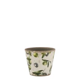 Chic Antique &Uuml;bertopf Olive mit Olivenmuster H9,5/&Oslash; 11 cm gr&uuml;n
