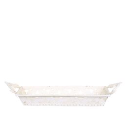 Chic Antique Tablett mit Griff und Dekor L29 x B22,5 x H5 cm, antique creme skandinavische Deko Online Shop