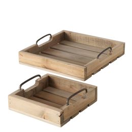 Boltze Holz-Tablett Ronja 2er-Set 20 x 20 x 5 cm, natur skandinavische Deko Online Shop