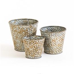 byRoom Pflanzt&ouml;pfe 3er Set mit Muster 11.5 x &Oslash;12cm, braun skandinavische Deko Online Shop