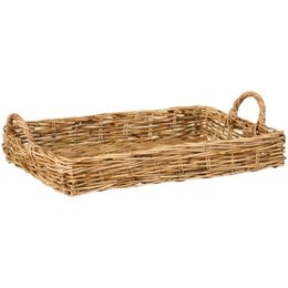 IB Laursen Rattan-Tablett L&auml;nglich mit Henkeln 50 x 34 x 12 cm