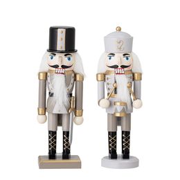 Bloomingville 2er Set Dekofigur Nussknacker Darren 6 x 5 x 20 cm, weiss, gold skandinavische Deko Online Shop