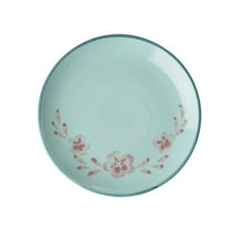 Rice Keramik Kuchenteller Handgemalt Blume Mint &Oslash; 15 cm