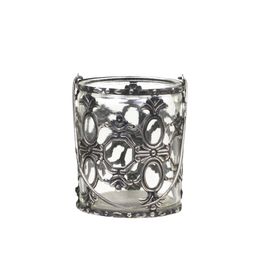 Chic Antique Windlicht mit Henkel und Lilienmuster H10,5/D8 cm, antik silber skandinavische Deko Online Shop