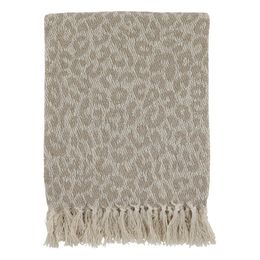 Chic Antique Aix Plaid aus Garn&uuml;berschuss, Leopardmuster 150 x 130 cm, braun