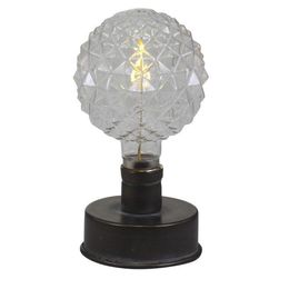 Chic Antique Lampe mit gemusterter Gl&uuml;hbirne H17/D8 cm, antik kohle