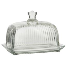 IB Laursen Butterbox aus Glas mit Rillen 16,8 x 10,5 x H&ouml;he 12 cm