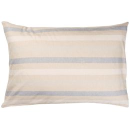 IB Laursen Baumwoll-Kissenbezug natur mit wei&szlig;en und hellblauen Streifen 70 x 50 cm