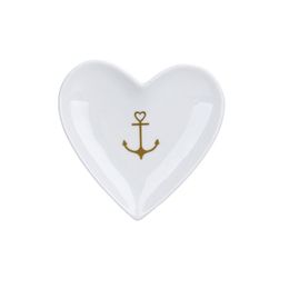 Krasilnikoff Herz Schale, Tablett Gold Anchor 10.2 x 8.6, H&ouml;he 1.3 cm