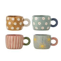 Bloomingville Nini Tasse aus Steingut, 4er Multipack &Oslash; 7,5xH5,5 cm, 110 ml skandinavische Deko Online Shop