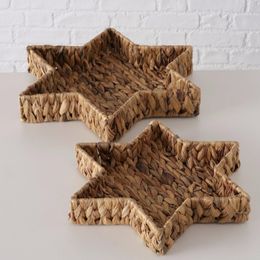 Boltze 2er Set Dekotablett Karlina &Oslash;37-45 x H6-7 cm, handgewebt skandinavische Deko Online Shop