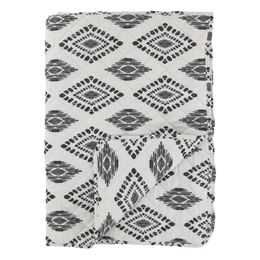 Chic Antique Aix Quilt mit ethnischem Muster L180/B130 cm, Wei&szlig;/Schwarz