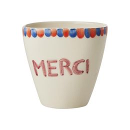 Rice Keramik Becher Handbemalt MERCI 300 ml L:10 cm, B:8 cm, H:9 cm skandinavische Deko Online Shop