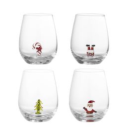 Bloomingville Misa Trinkglas Weihnachtlich, 4er Set &Oslash; 9xH12 cm skandinavische Deko Online Shop