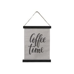 Chic Antique Leinwandbild mit Text zum Aufh&auml;ngen klein L24 x B29 x H1 cm, antik schwarz, Coffee Time skandinavische Deko Online Shop