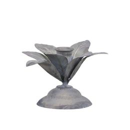 Chic Antique Kerzenst&auml;nder mit Bl&uuml;te H9 x &Oslash;12 cm, antique zink skandinavische Deko Online Shop