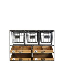 Chic Antique Wandregal mit Schubladen 71,5 x 18 x 50,5 cm antik schwarz skandinavische Deko Online Shop
