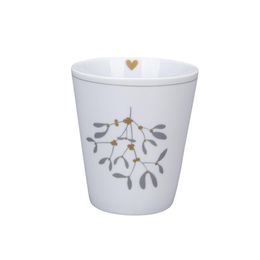 Krasilnikoff Happy Mug Mistletoe &Oslash;8.7 x H10cm, weiss skandinavische Deko Online Shop