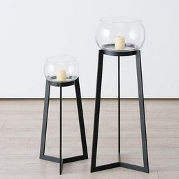Boltze 2er Set Windlicht Sola mit St&auml;nder Set: H68-92 x &Oslash;30-35 cm