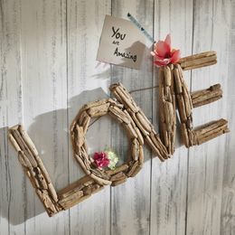 Faktorei Unikat Wand-Dekoration Love Teakholz 70x30x8 cm skandinavische Deko Online Shop