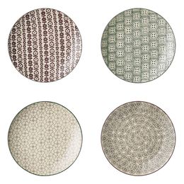 Bloomingville Karine Teller, Steingut 4er &Oslash; 20 cm, 4 verschiedene Farben skandinavische Deko Online Shop