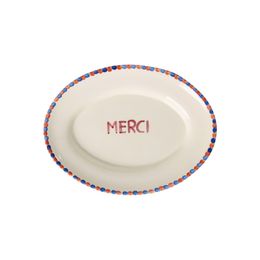 Rice Handbemalte Keramik Servierplatte MERCI L 35 x B 26 cm skandinavische Deko Online Shop