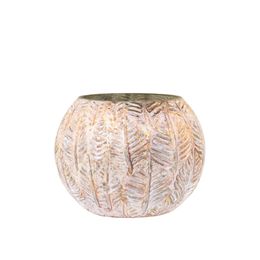 Chic Antique Hurricane Windlicht Gold mit Blattmuster &Oslash;30 x H10 cm, antik creme