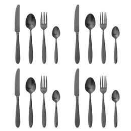 Bloomingville Frea Besteck Set Schwarz, 16-teilig, Edelstahl 4 x 4 Teile skandinavische Deko Online Shop
