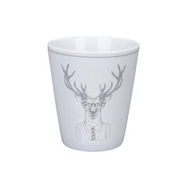 Krasilnikoff Happy Mug Hipster Deer aus Porzellan &Oslash;8,7 x H10cm, weiss