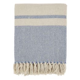 Chic Antique Aix Plaid Garn&uuml;berschuss Blau Creme 150 x 130 cm