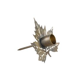 Chic Antique Kerzenhalter Blatt mit Spie&szlig; H9/L11/B10 cm, antique messing skandinavische Deko Online Shop