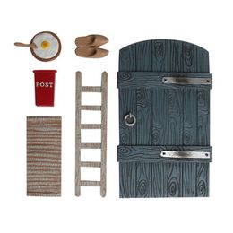Det Gamle Apotek Wichtelt&uuml;r-Set 6-teilig dunkelblau, mit Leiter 18 x 9 cm