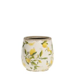 Chic Antique Limone Blumentopf, bauchig mit Zitronenmotiv H14/&Oslash; 15 cm creme/gelb