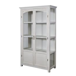 Chic Antique Wei&szlig;er Vitrinenschrank mit Glast&uuml;ren und Regalb&ouml;den H170/L97/B41 cm antique creme