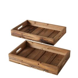 Boltze Tablett Umbria 2er-Set 38 x 24 x 6 cm, dunkelbraun skandinavische Deko Online Shop