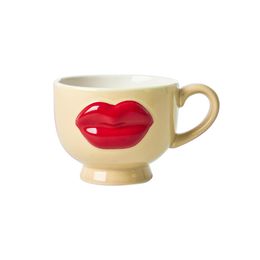 Rice Keramik Becher Lips 250 ml &Oslash; 9 cm, H&ouml;he 8 cm, creme