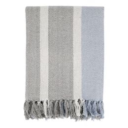 Chic Antique Aix Plaid aus Garn&uuml;berschuss 150 x 130 cm, hellblau, grau