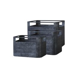 Chic Antique 3er Set Eisenkiste mit Handgriff Set: 21-30 x 32-40 x 22-30 cm, grau skandinavische Deko Online Shop