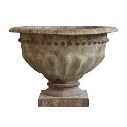 Chic Antique &Uuml;bertopf auf Fu&szlig; mit Dekor H35,5/D46,5 cm