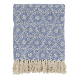 Chic Antique Aix Plaid aus Baumwolle und Garn&uuml;berschuss Kreismuster L150/B130 cm ocean